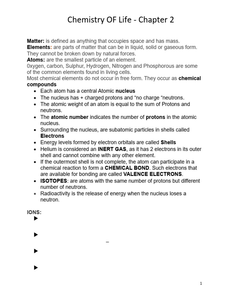 Chemistry of Life Chapter 2 | PDF | Chemical Bond | Ion