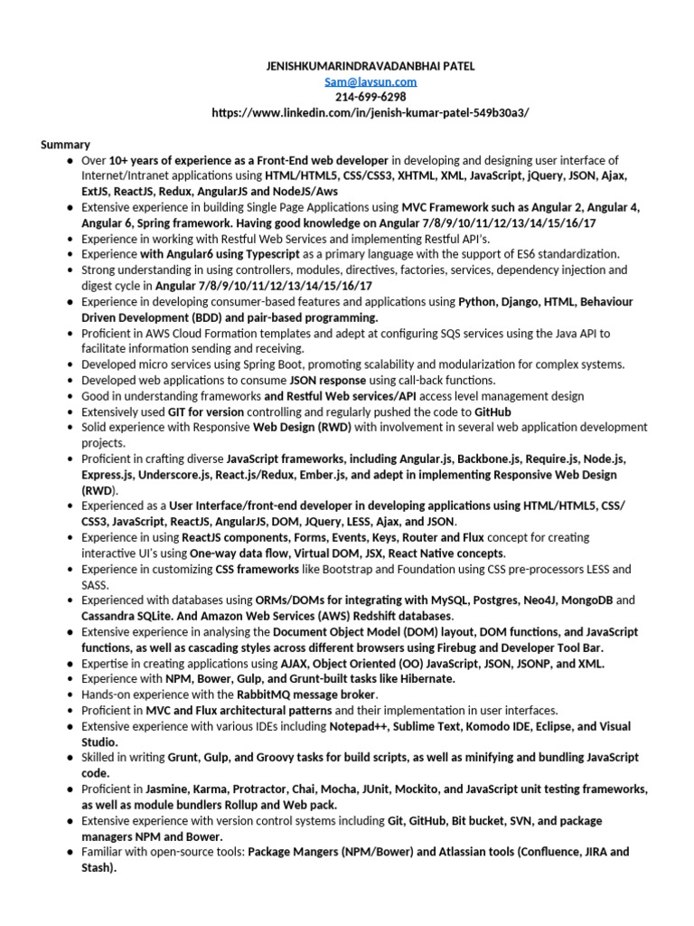 Jenish Patel SR Angular Developer | PDF | Angular Js | Ajax (Programming)