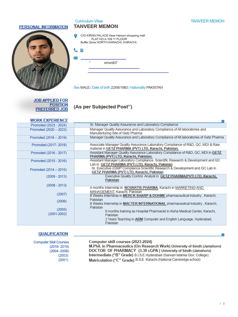 Tanveer Memon Resume | PDF