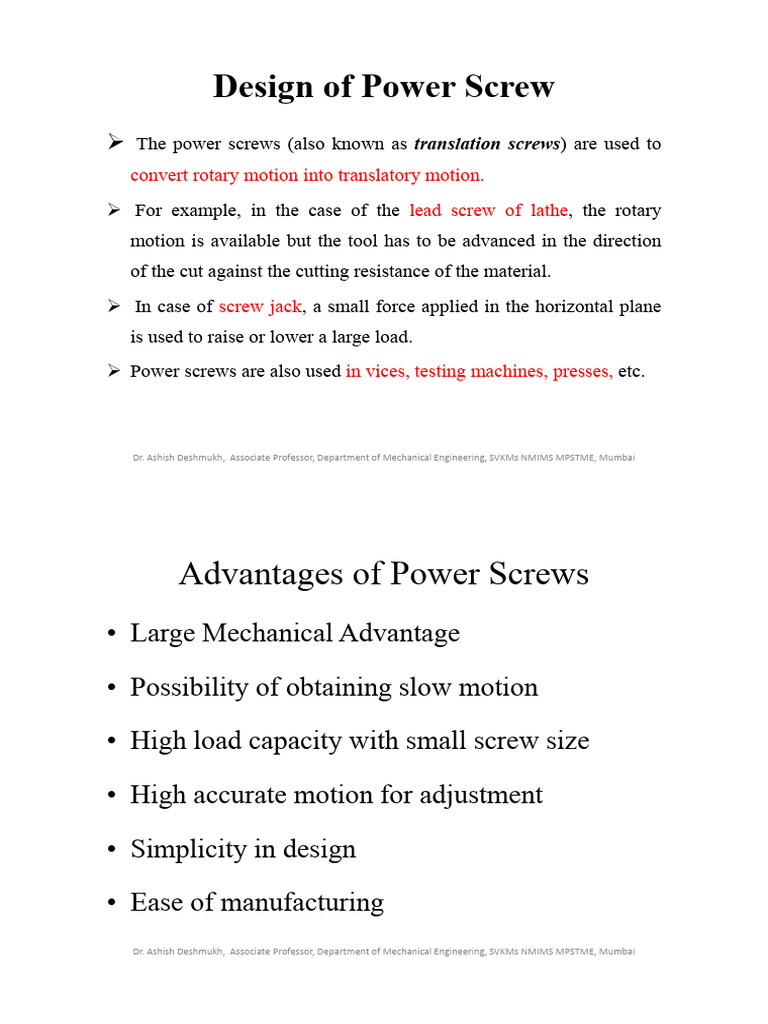 Power Screws | PDF | Screw | Mechanical Engineering