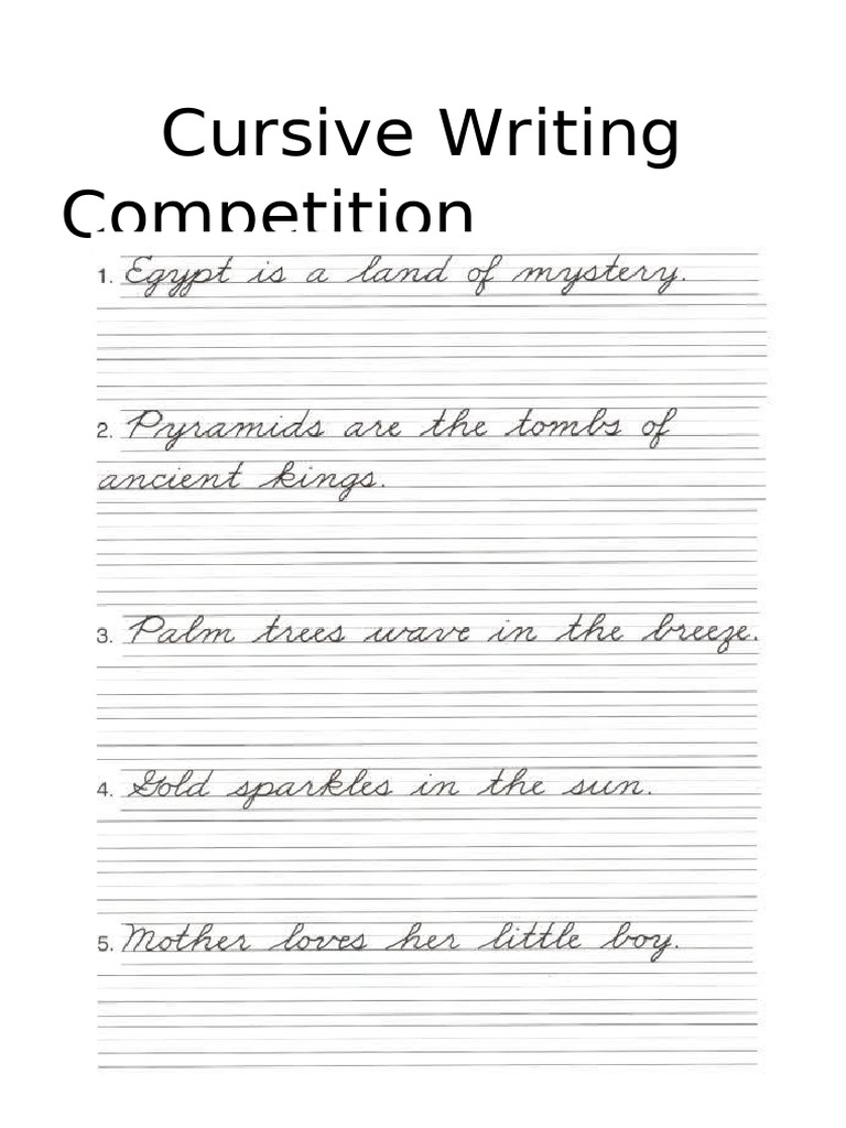 Cursive Writing Competiton | PDF