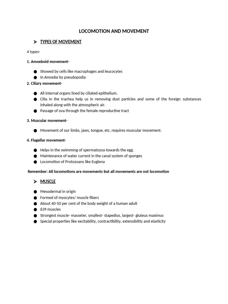 Locomotion and Movement Notes | PDF | Vertebra | Vertebral Column