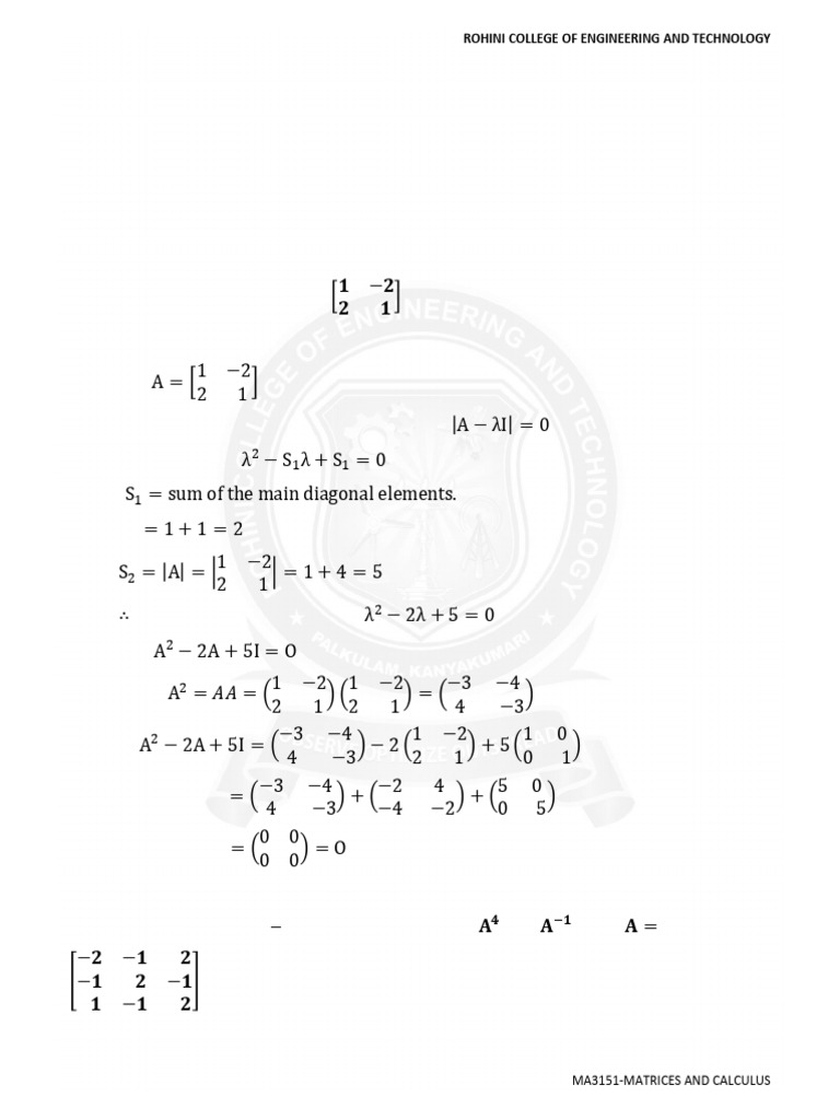 Cayley-Hamilton Theorem Explained | PDF | Matrix (Mathematics ...