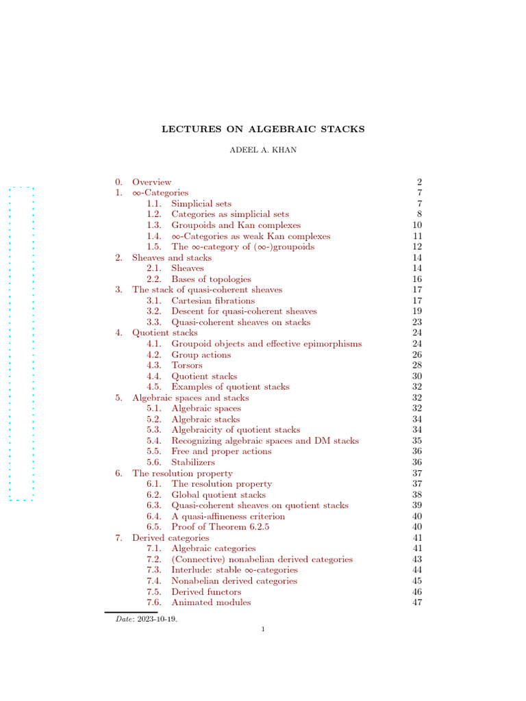 Algebraic Stacks & Moduli Spaces | PDF | Algebra | Mathematical Structures