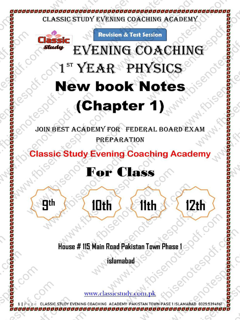 1st Year Physics Notes CH | PDF