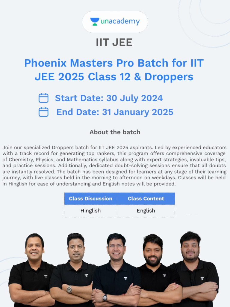 Phoenix Masters Pro Batch For IIT JEE 2025 Class 12 & Droppers - 30th July 2024 | PDF ...
