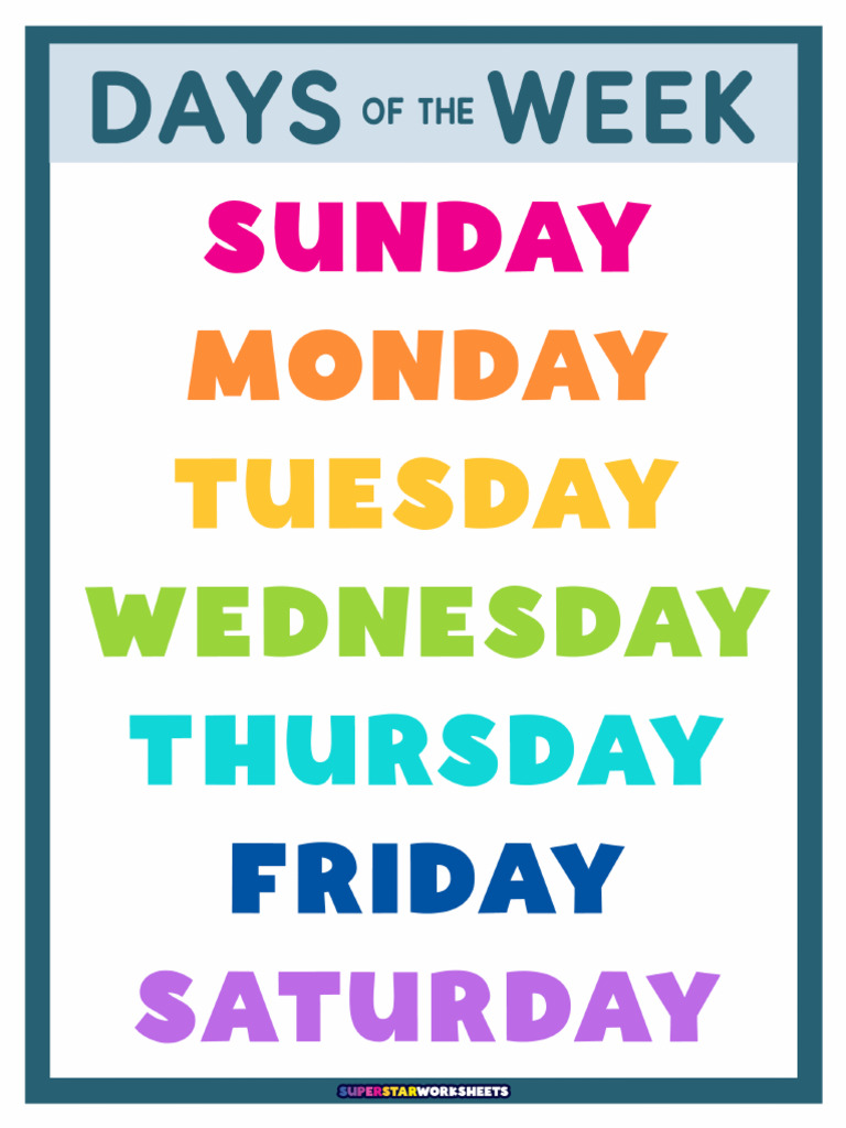 Days of The Week Chart | PDF