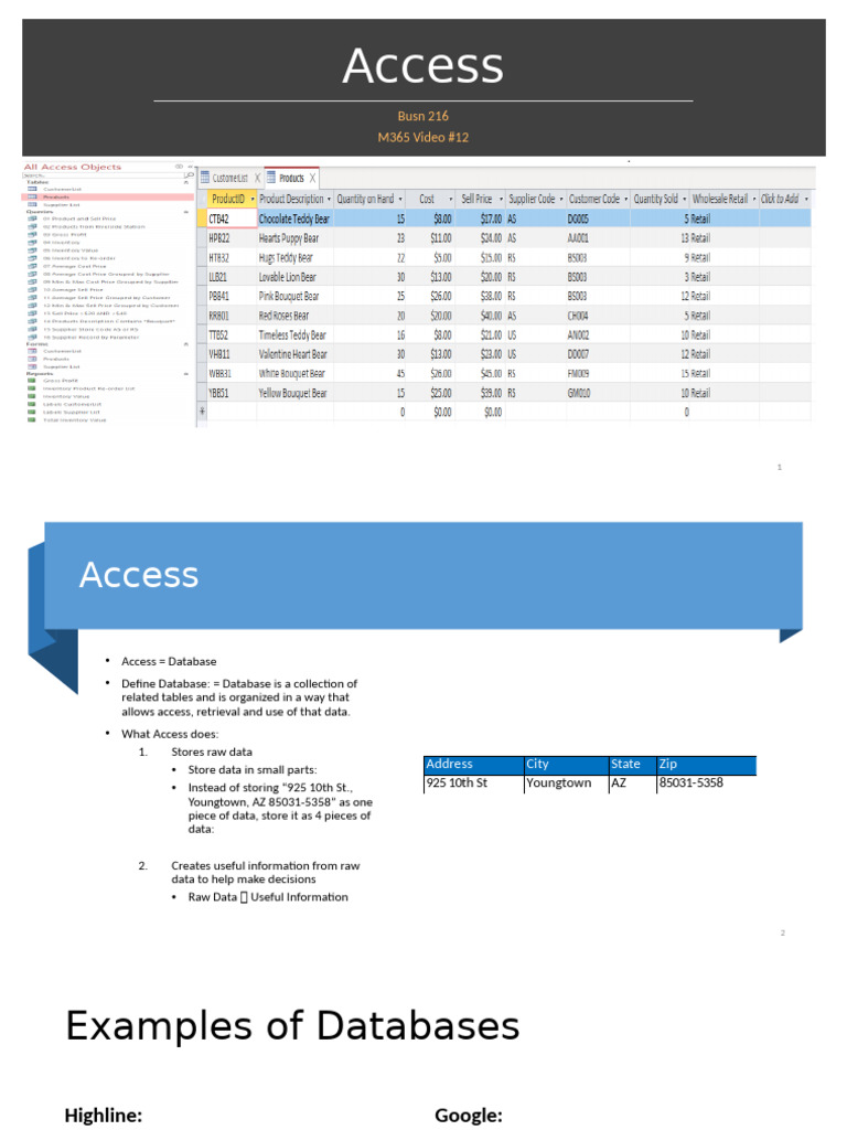 M365Video12 IntroductiontoAccessDatabase | PDF | Databases | Microsoft ...