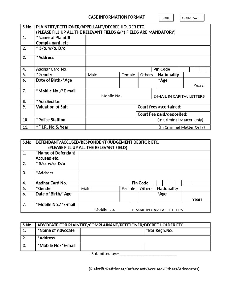 Case Information Format | PDF