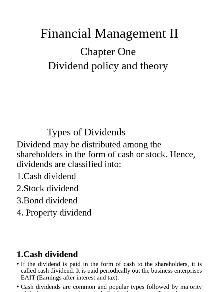 Financial Management II | PDF | Dividend | Share Repurchase
