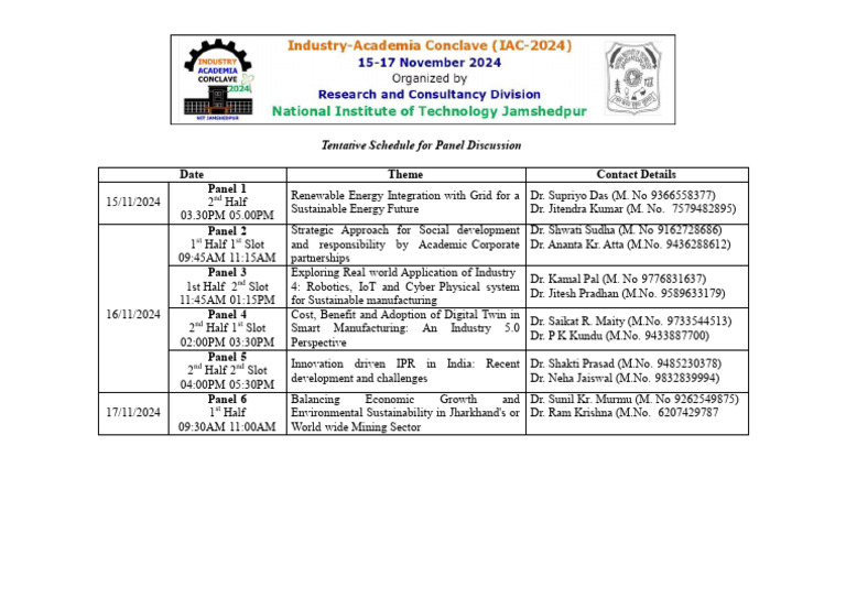 Panel Discussion Schedule 2024 | PDF