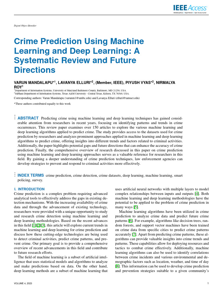 Crime Prediction Using Machine Learning and Deep L | PDF | Machine Learning | Deep Learning