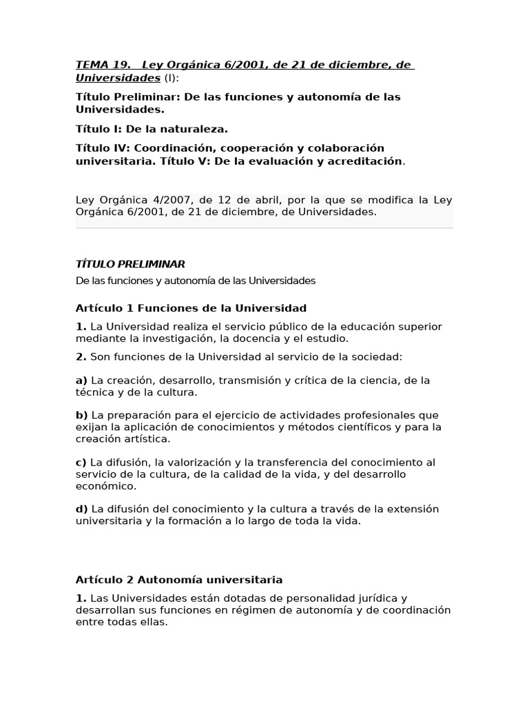 Tema 19, 20, 21,22, 23 y 24 Universidades | PDF | Universidad | Educación más alta