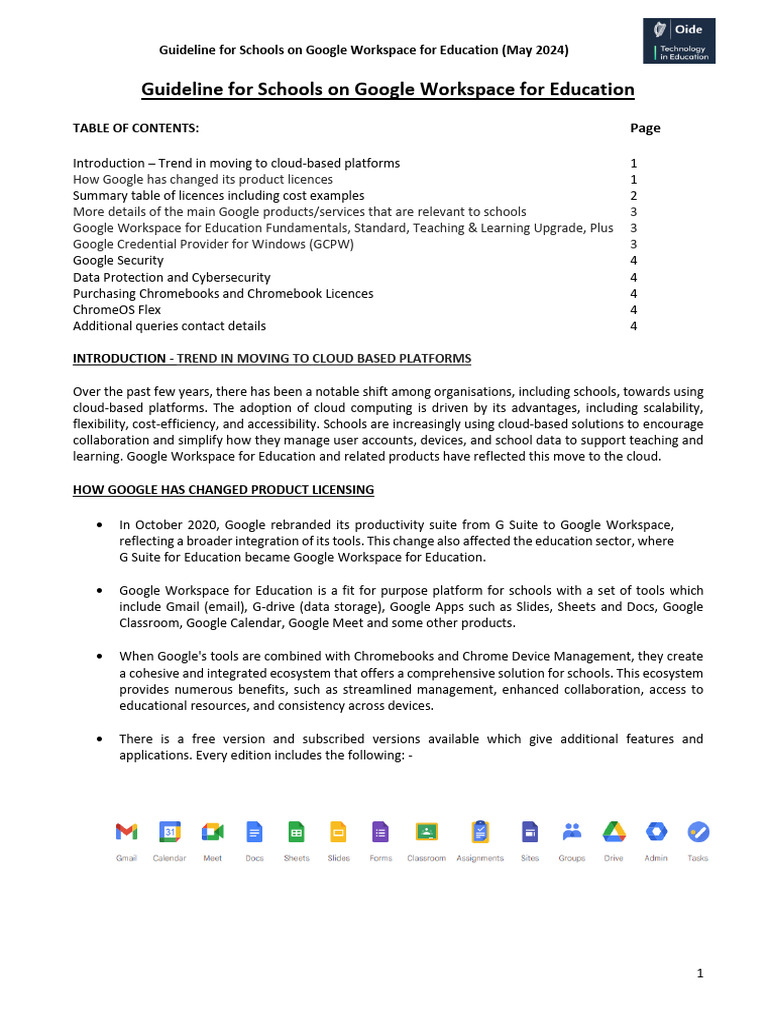 Guideline For Schools On Google Workspace For Education | PDF ...