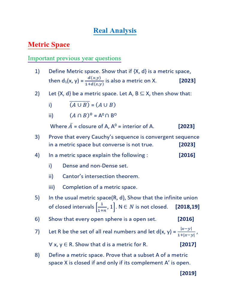 Metric Space 1 | PDF