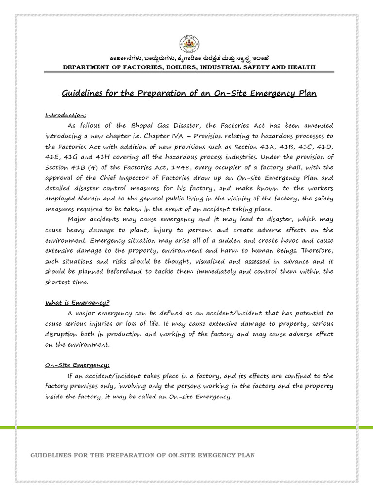 On Site Emergency Plan | PDF | Emergency Management | Emergency