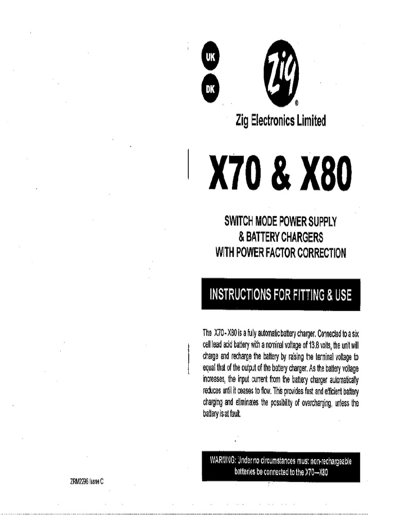 Zig X70-X80 Charger Installation Guide | PDF | Mains Electricity ...