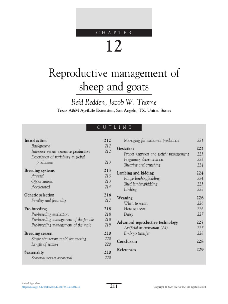 Reproductive Management of Sheeps and Goats | PDF | Sheep | Goat