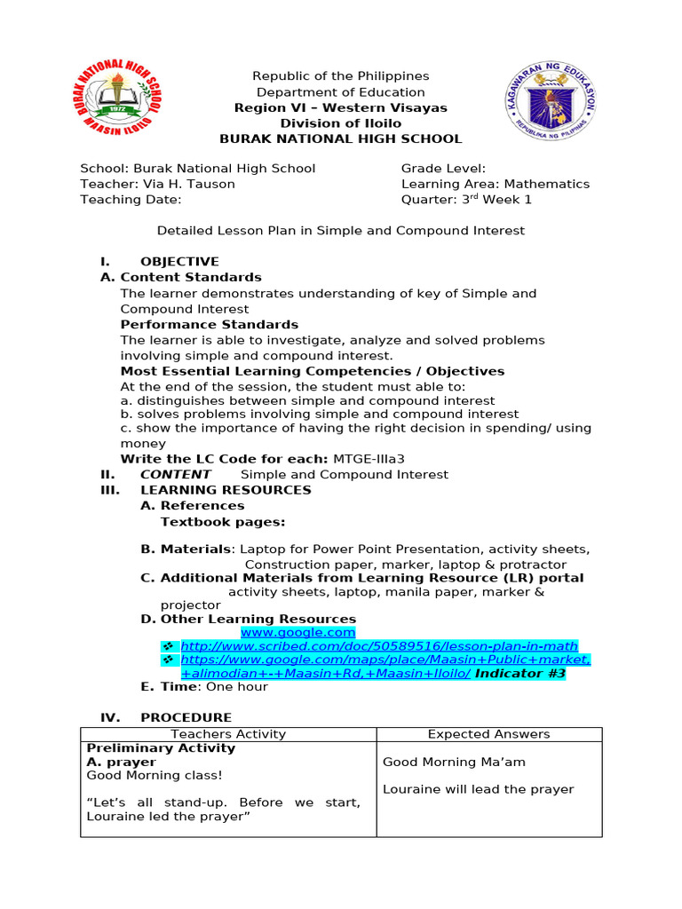 Detailed Lesson Plan in Angles | PDF | Angle | Elementary Geometry