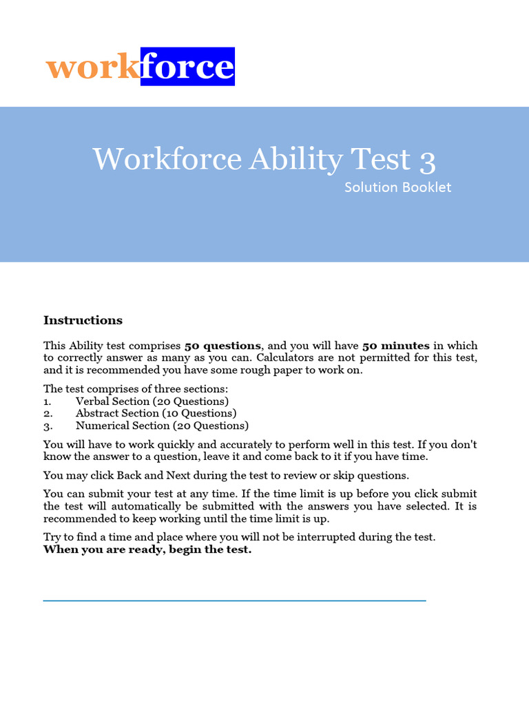 Workforce Ability Test Instructions | PDF | Cholesterol | Fat