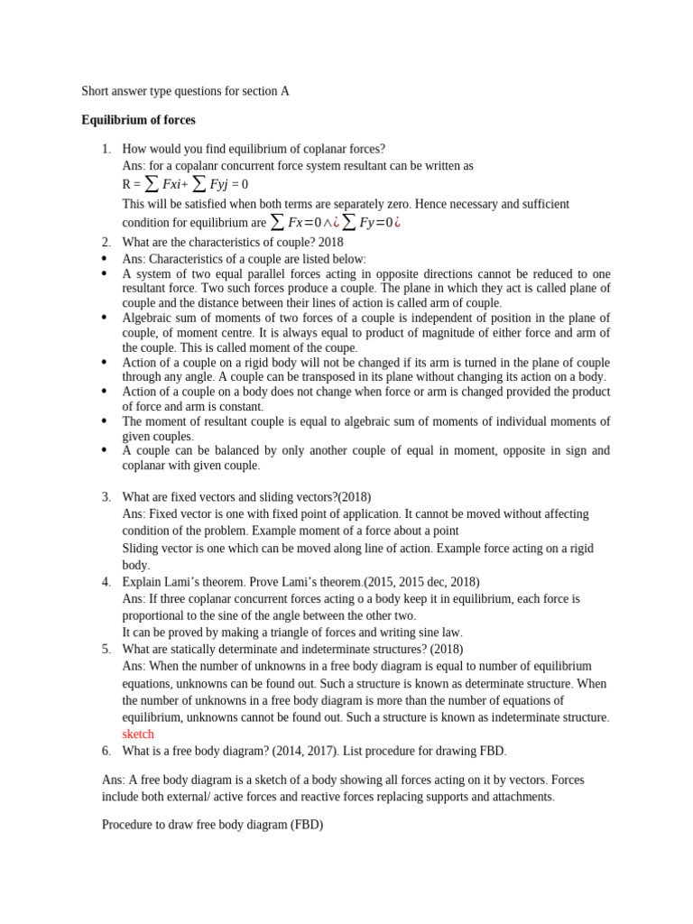 Short Answer Type Questions Em One Pdf Acceleration Force