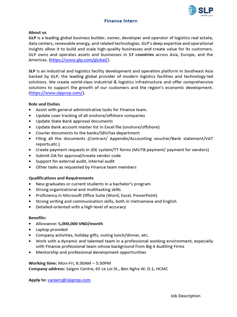 SLP-FN - Finance Intern | PDF