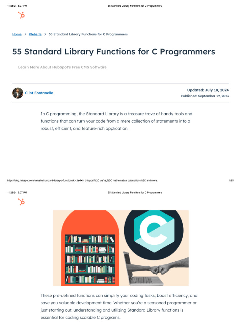 55 Standard Library Functions For C Programmers | PDF | Integer (Computer Science) | Letter Case