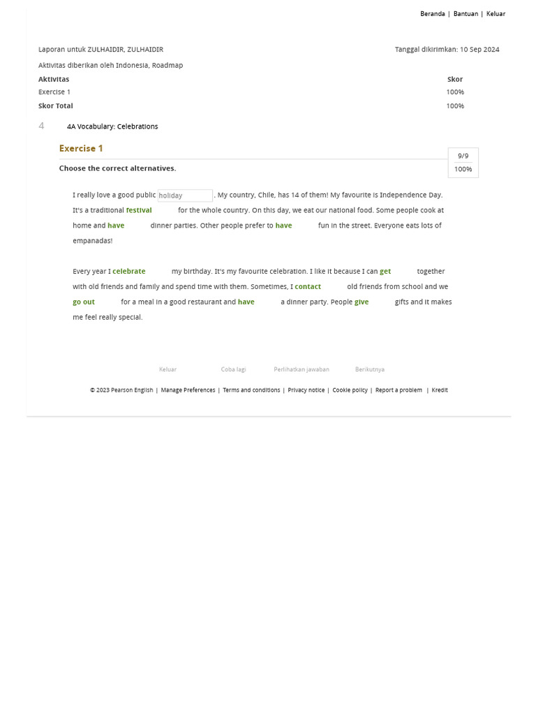 Exercise 1 - Mode - Laporan - Unit 4 - 4A Vocabulary - Celebrations ...