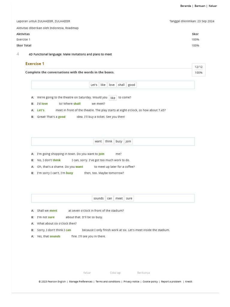 Exercise 1 - Mode - Laporan - Unit 4 - 4D Functional Language - Make Invitations and Plans To ...