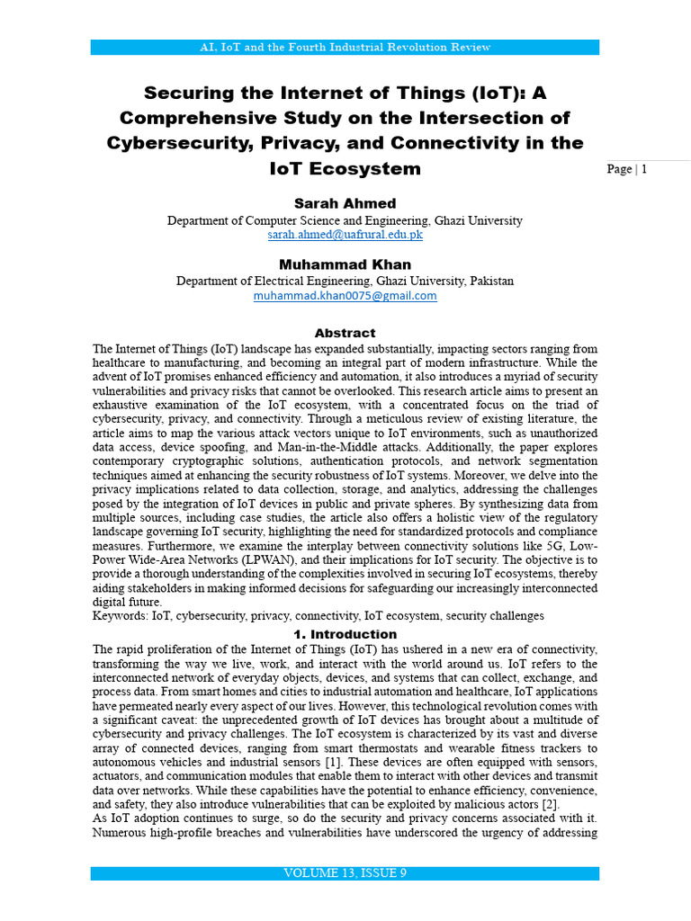 Securing the IoT Ecosystem: Challenges & Solutions | PDF | Internet Of ...
