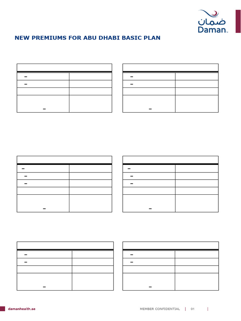 Abu Dhabi Basic Plan Premium Rate EngAra 01july2024 - 1.0 | PDF