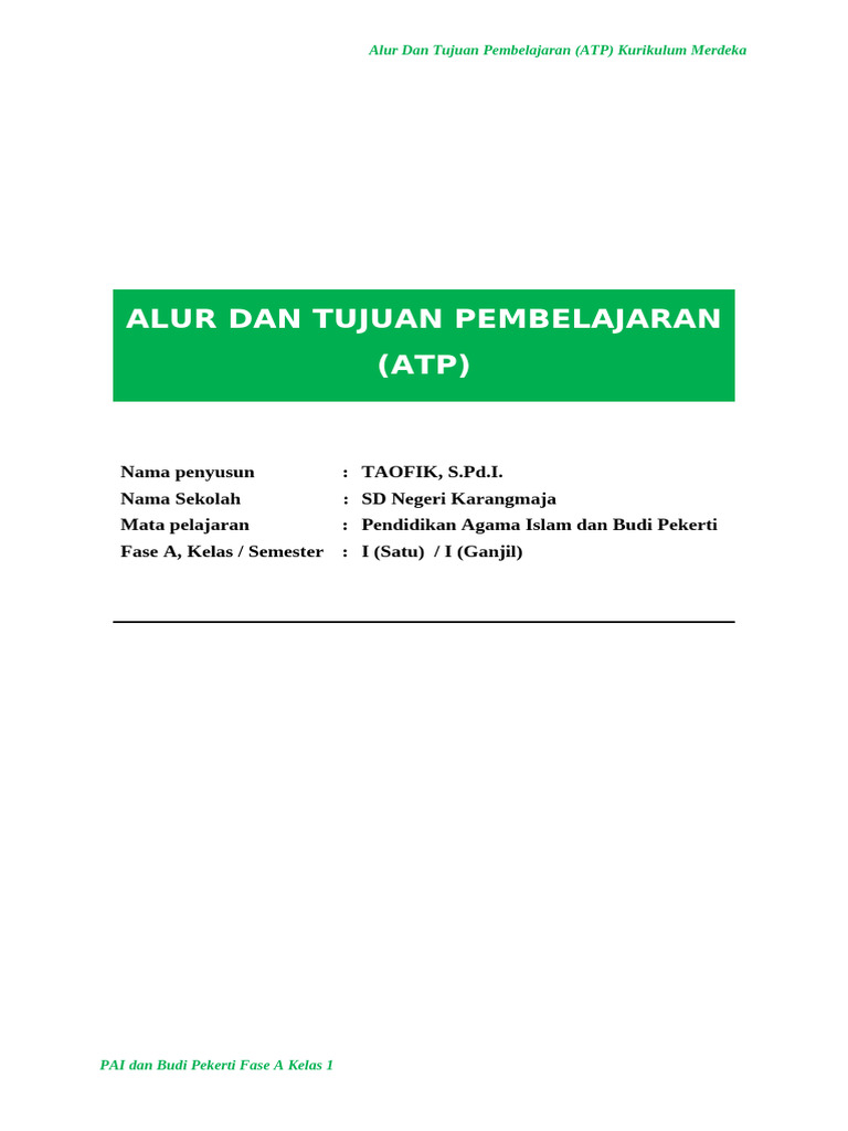 Alur Tujuan Pembelajaran (ATP) | PDF
