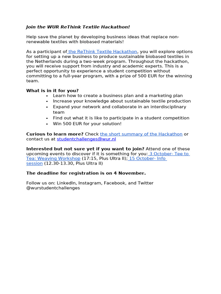 Join the ReThink Textile Hackathon | PDF