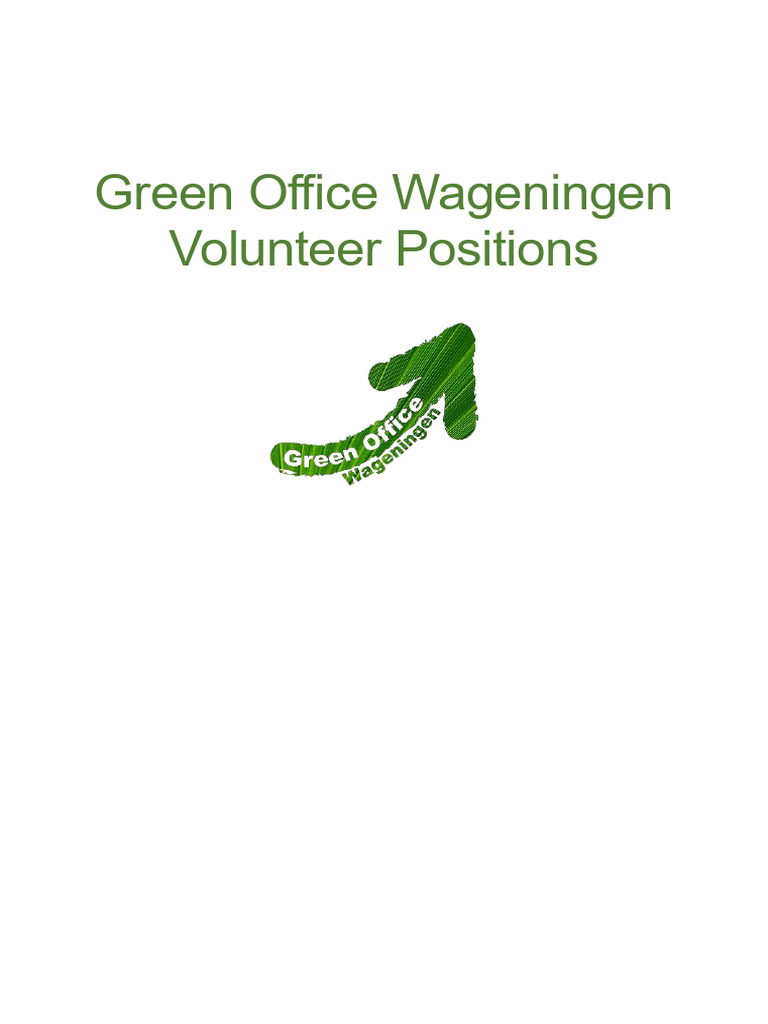 Volunteer Roles at Green Office Wageningen | PDF | Sustainability ...
