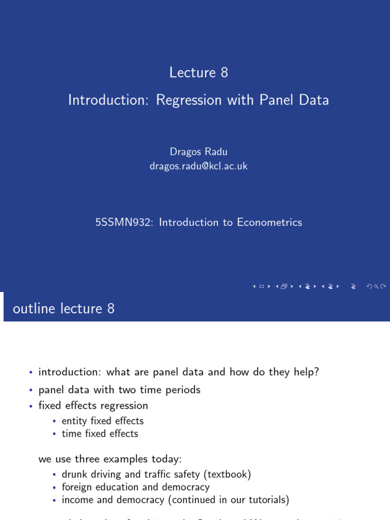 Collated Slides Lecture8 | PDF | Fixed Effects Model | Linear Regression