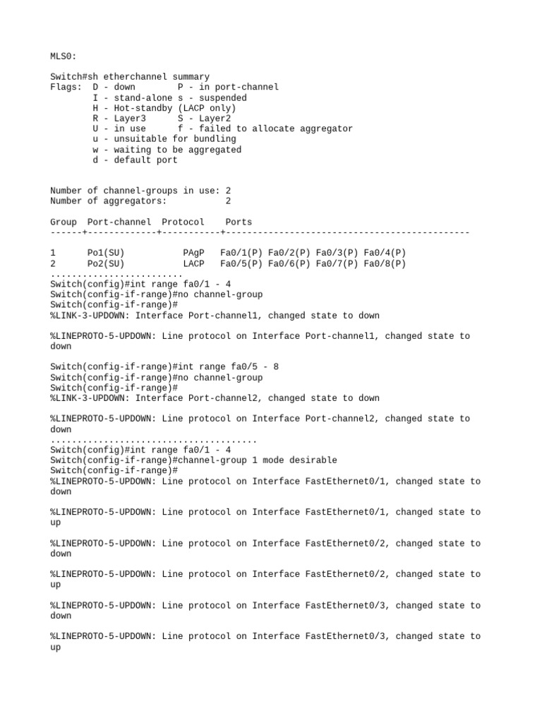 EtherChannel - LAB 1 | PDF | Computer Standards | Communications Protocols