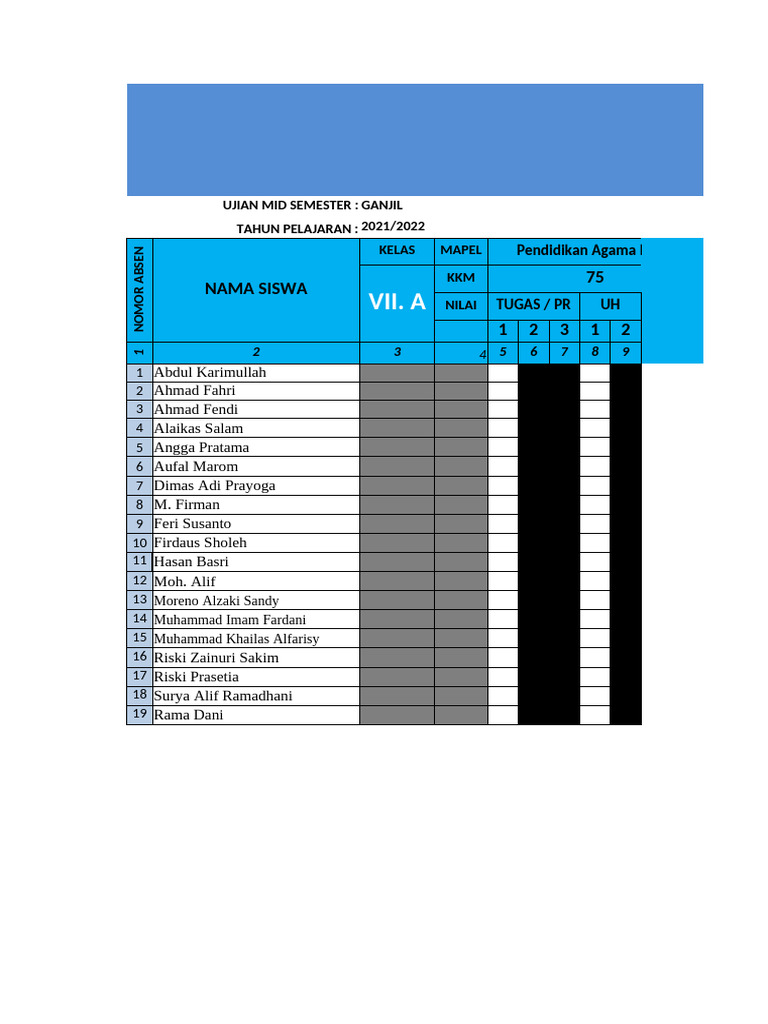 Rapot Sisipan Vii A | PDF