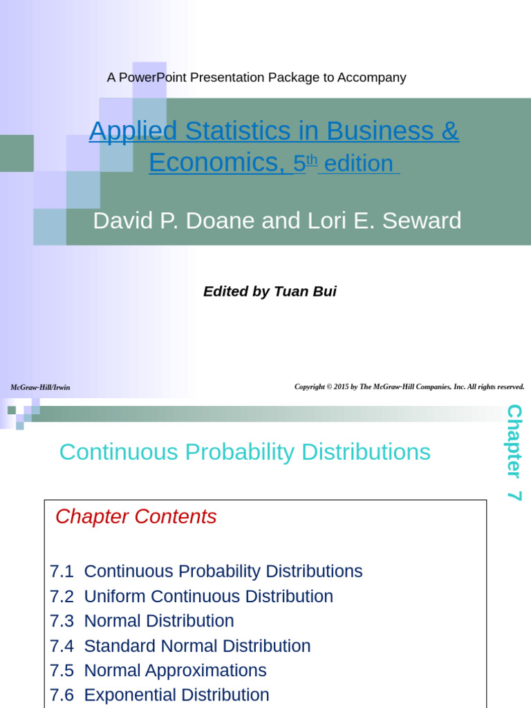 Chap007 - CONTINUOUS PROBABILITY DISTRIBUTION | PDF | Probability ...