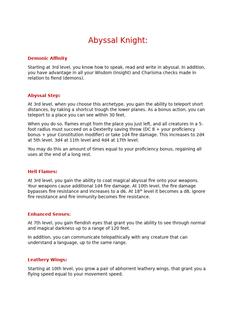 Abyssal Knight Damian | PDF