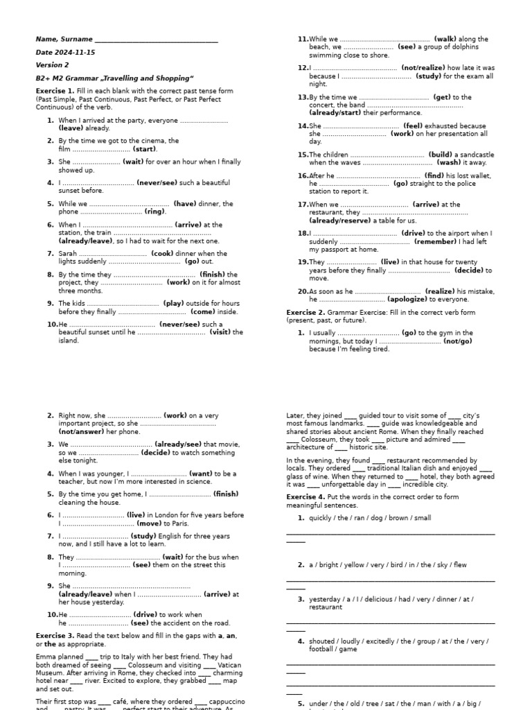 Version 2 of Grammar Test B2+ | PDF