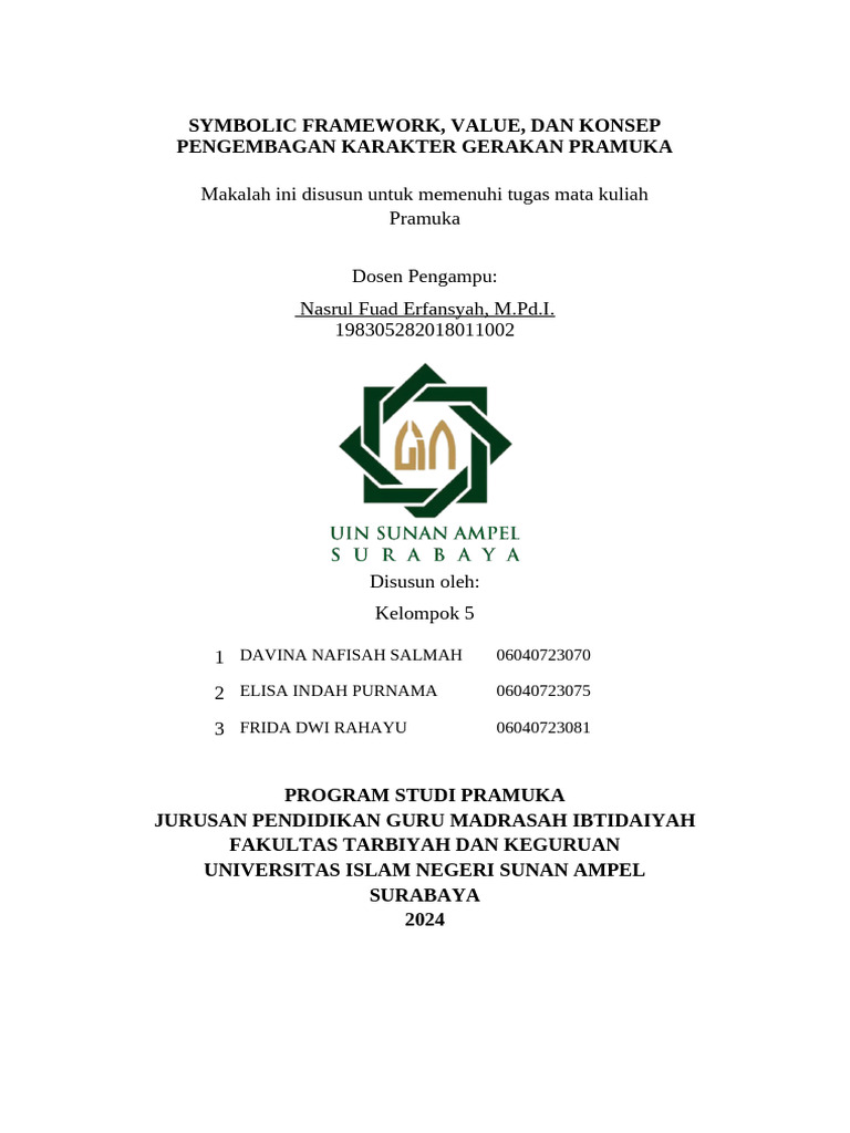 Symbolic Framework, Value Dan Konsep Pengembangan Karakter Gerakan Pramuka | PDF