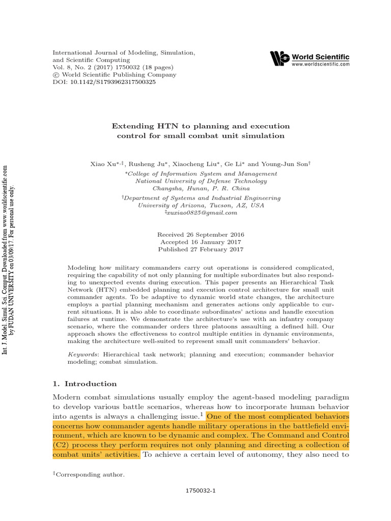 Extending HTN To Planning and Execution Control For Small Combat Unit Simulation - 2017 | PDF ...