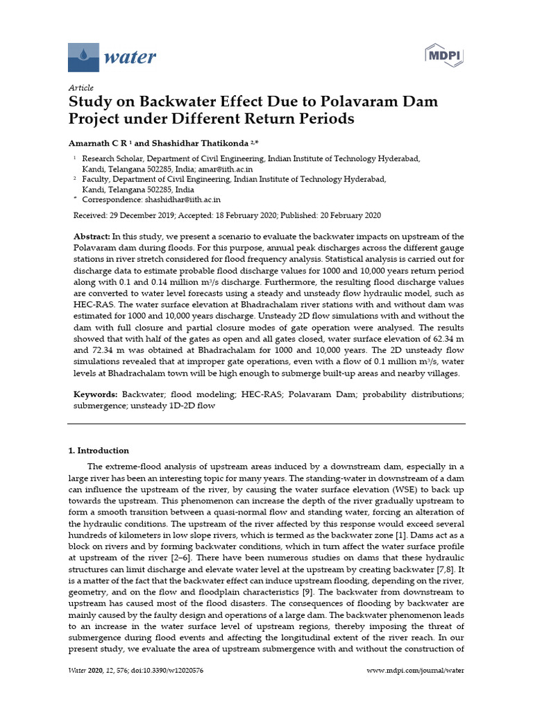 Study On Backwater Effect Due To Polavaram Dam Pro | PDF | Earth Sciences