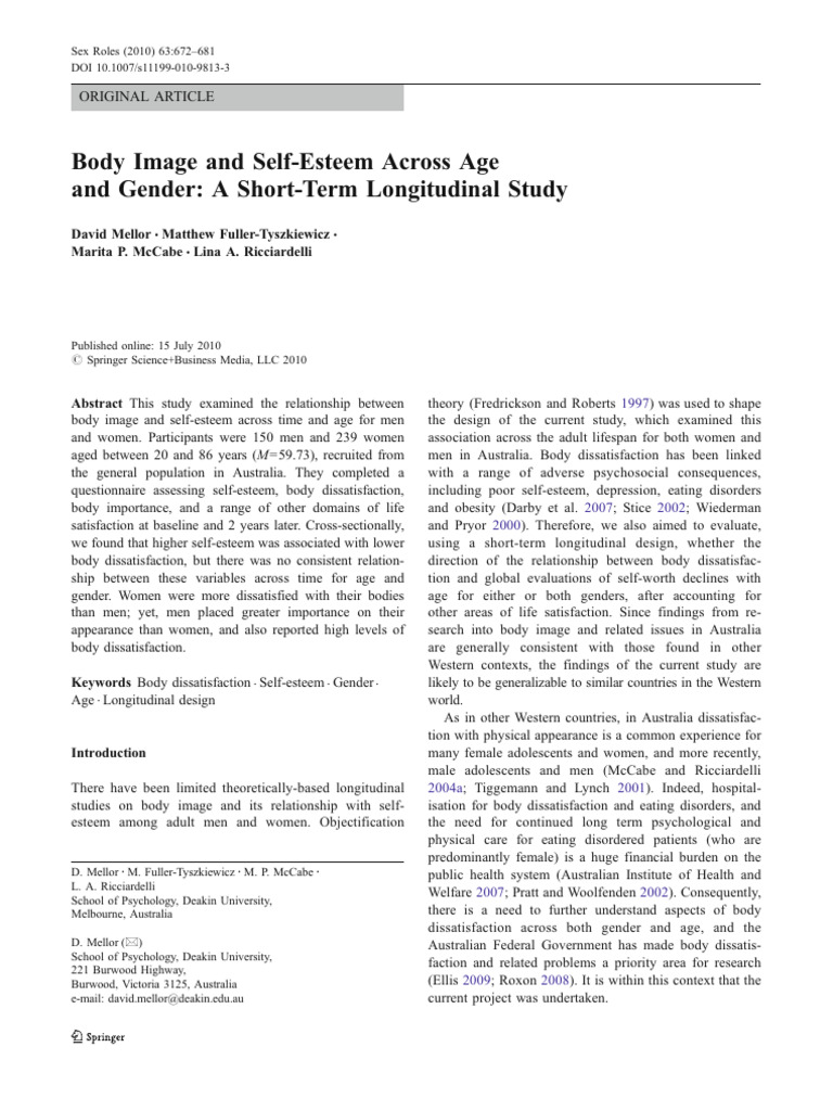 Body Image and Self Esteem Across Age An | PDF | Body Image | Self Esteem