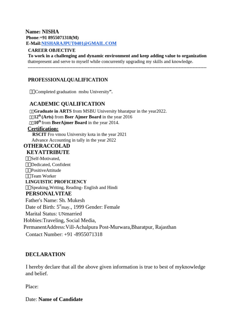 Satyendra Singh Resume PDF | PDF