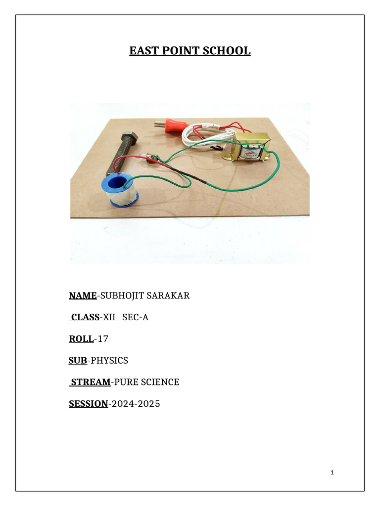 Physics PROJCT Subhojit Sarkar . | PDF | Inductor | Inductance