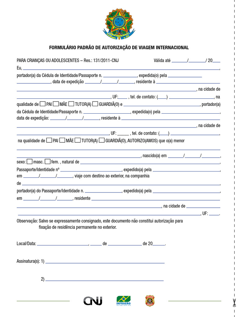 Formulario Padrao de Autorizacao de Viagem Internacional 2024-04-05 ... Formulario Padrao de Autorizacao de Viagem Internacional 2024-04-05 ...
