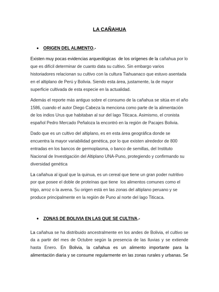 La Cañahua | PDF | Cereales | Nutrición
