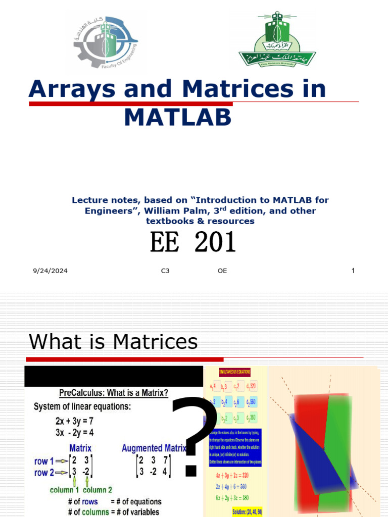 L3 Arrays | PDF | Matrix (Mathematics) | Matlab