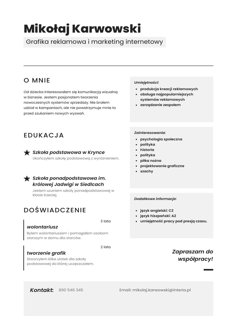 CV Mikolaj Karwowski | PDF